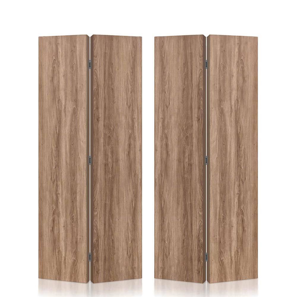 CALHOME 40 in. x 92 in. Hollow Core Walnut Composite Texture Double Bi ...