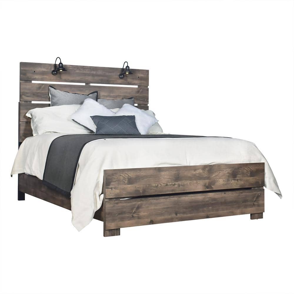 NEW CLASSIC HOME FURNISHINGS Misty Lodge Gray Twin/Full Bed Frame (Side ...