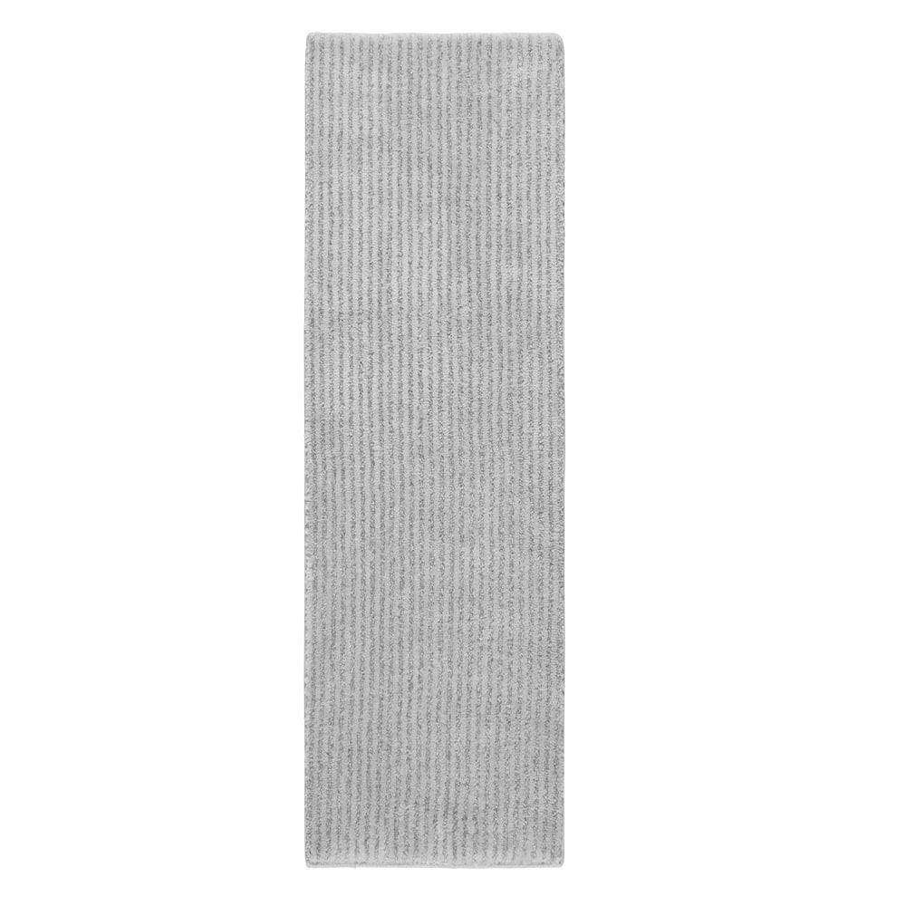 Garland Rug Sheridan Platinum Gray 22 in. x 60 in. Washable Bathroom ...