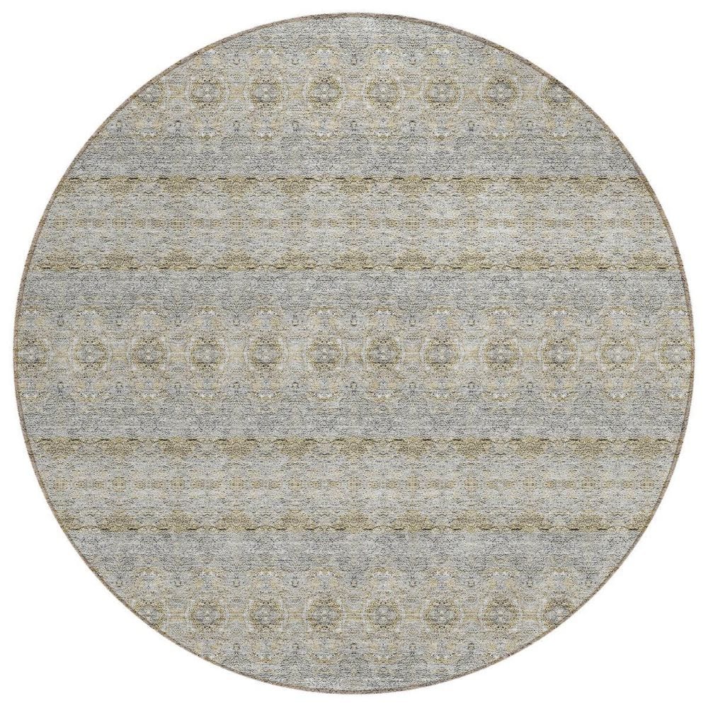 HomeRoots Silver, Gray, Gold 8 ft. Round Woven Floral Medallion ...