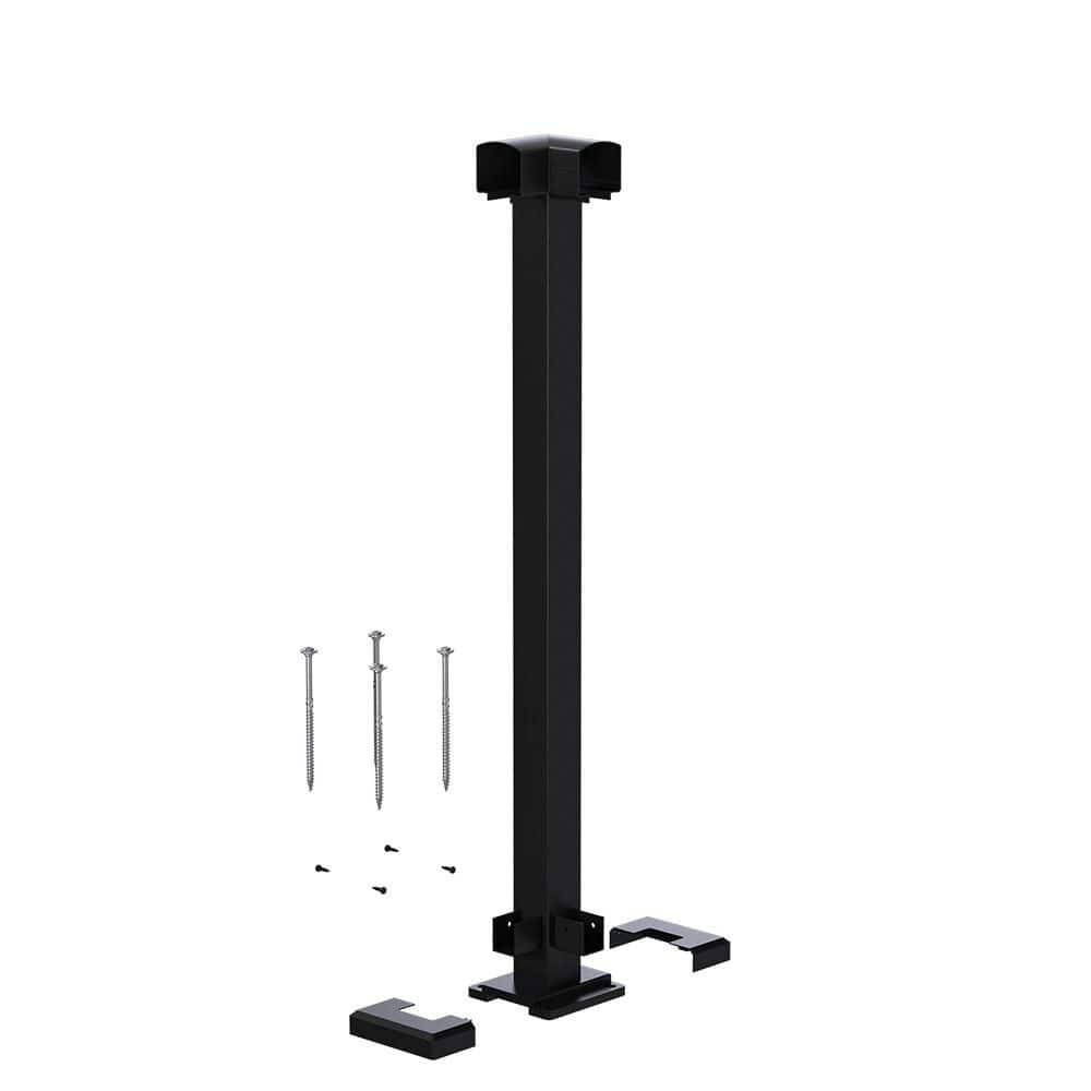PEAK Aluminum Railing 42 in. H x 4 in. W Matte Black Corner Post ...