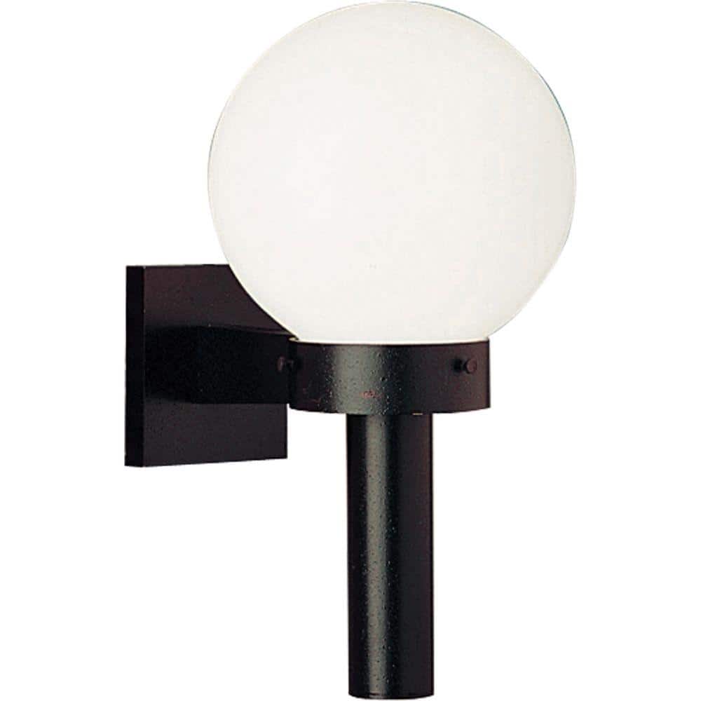 Progress Lighting Acrylic Globe 1-Light Matte Black White Shatter ...