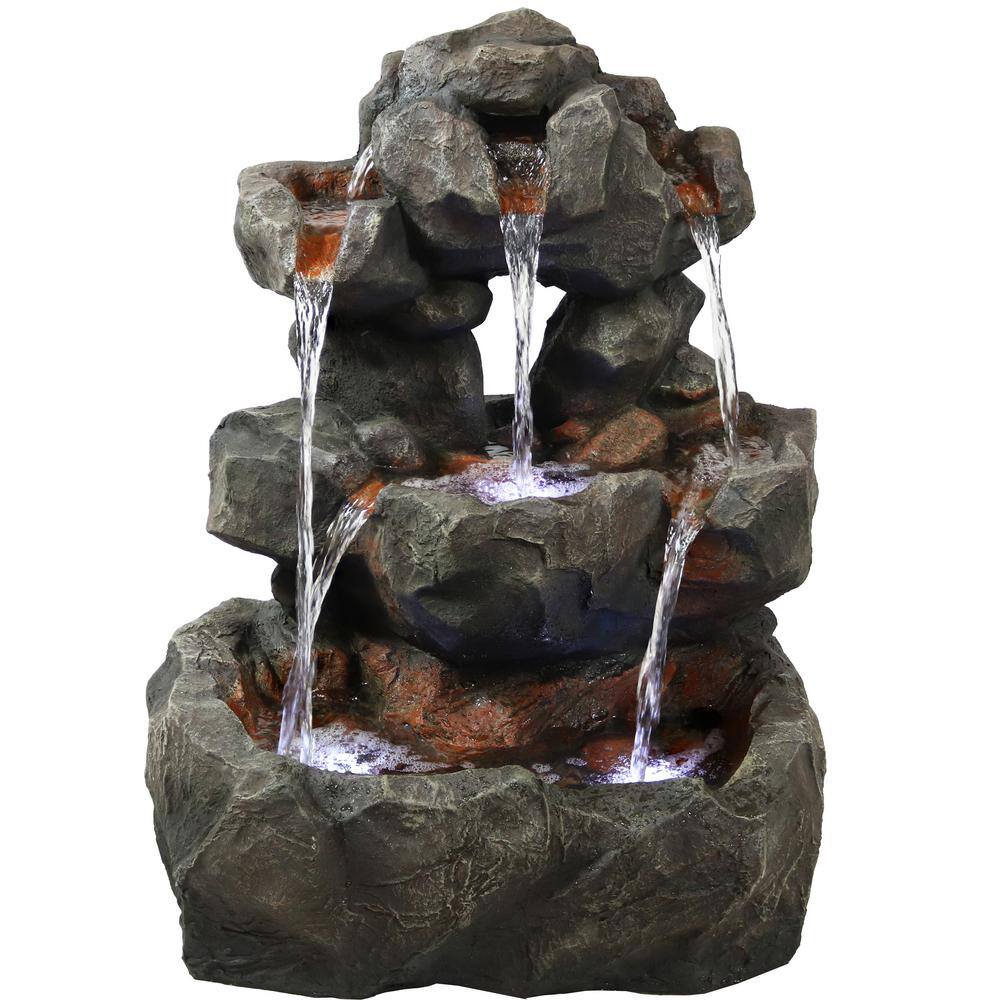 Reviews for Sunnydaze 32 in. Layered Rock Outdoor Waterfall Fountain ...
