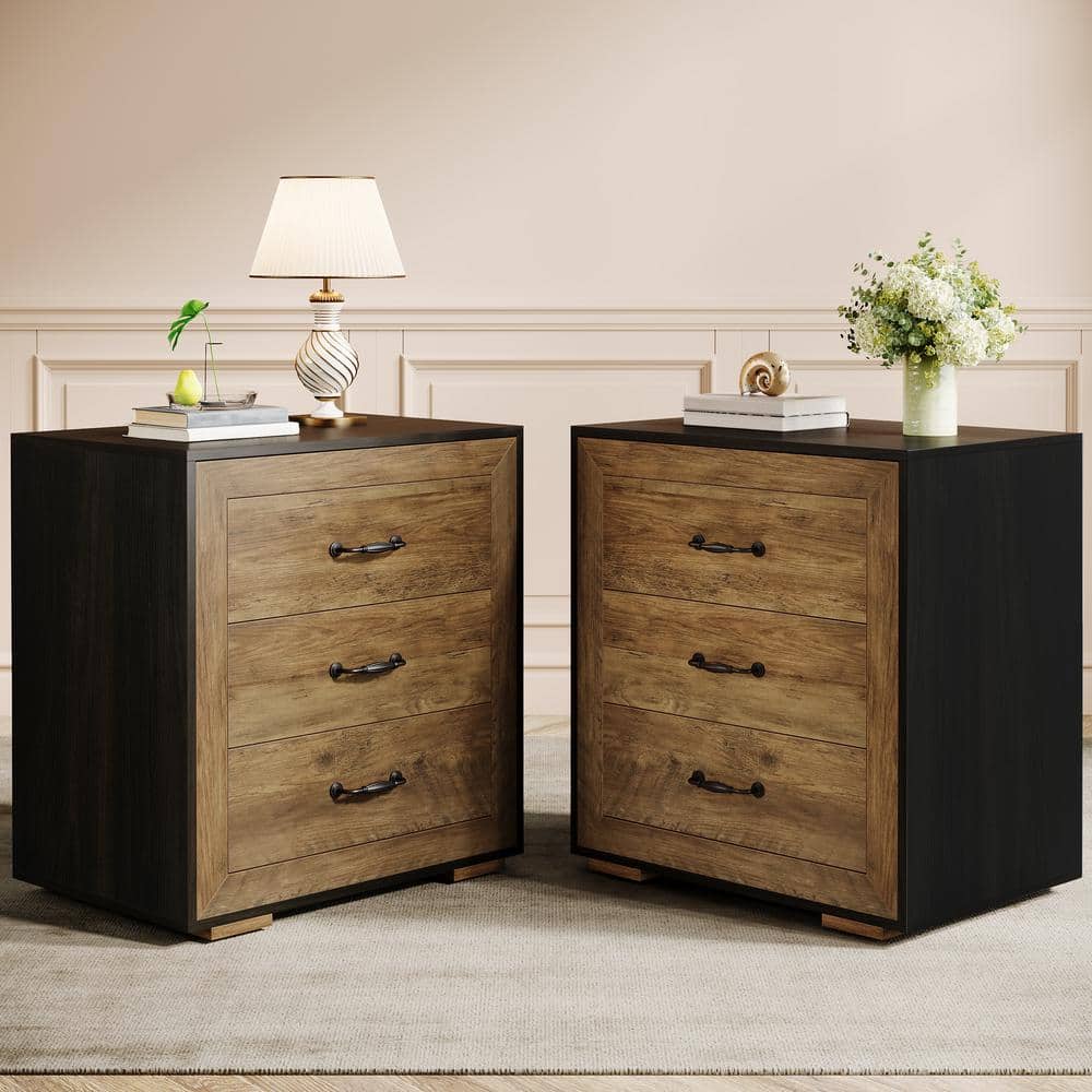 TRIBESIGNS WAY TO ORIGIN Mayville Brown Wood 3-Drawer Nightstand ...
