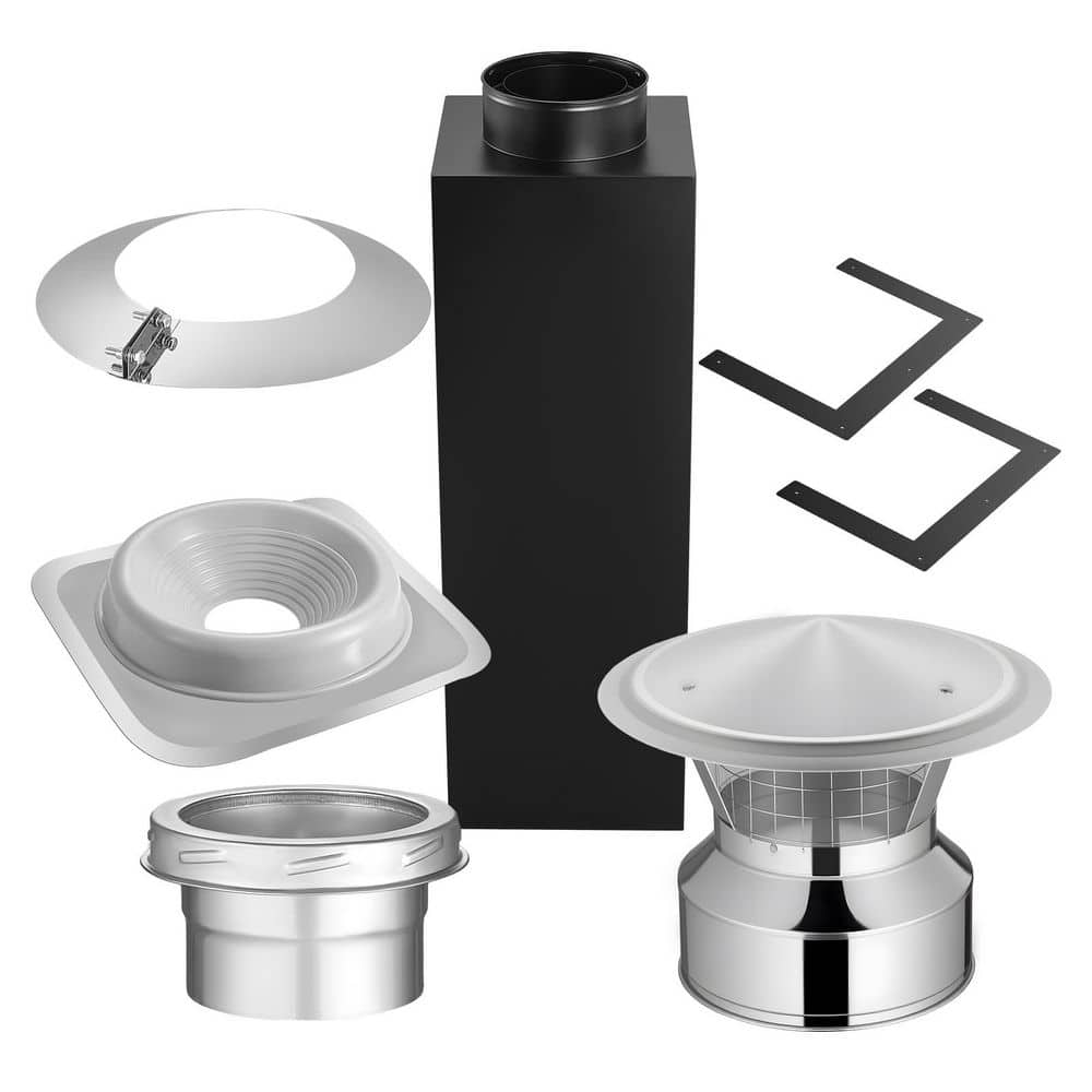 VEVOR 6 in. x 38.98 in. Through the Wall Kit. Chimney Pipe, Stainless ...