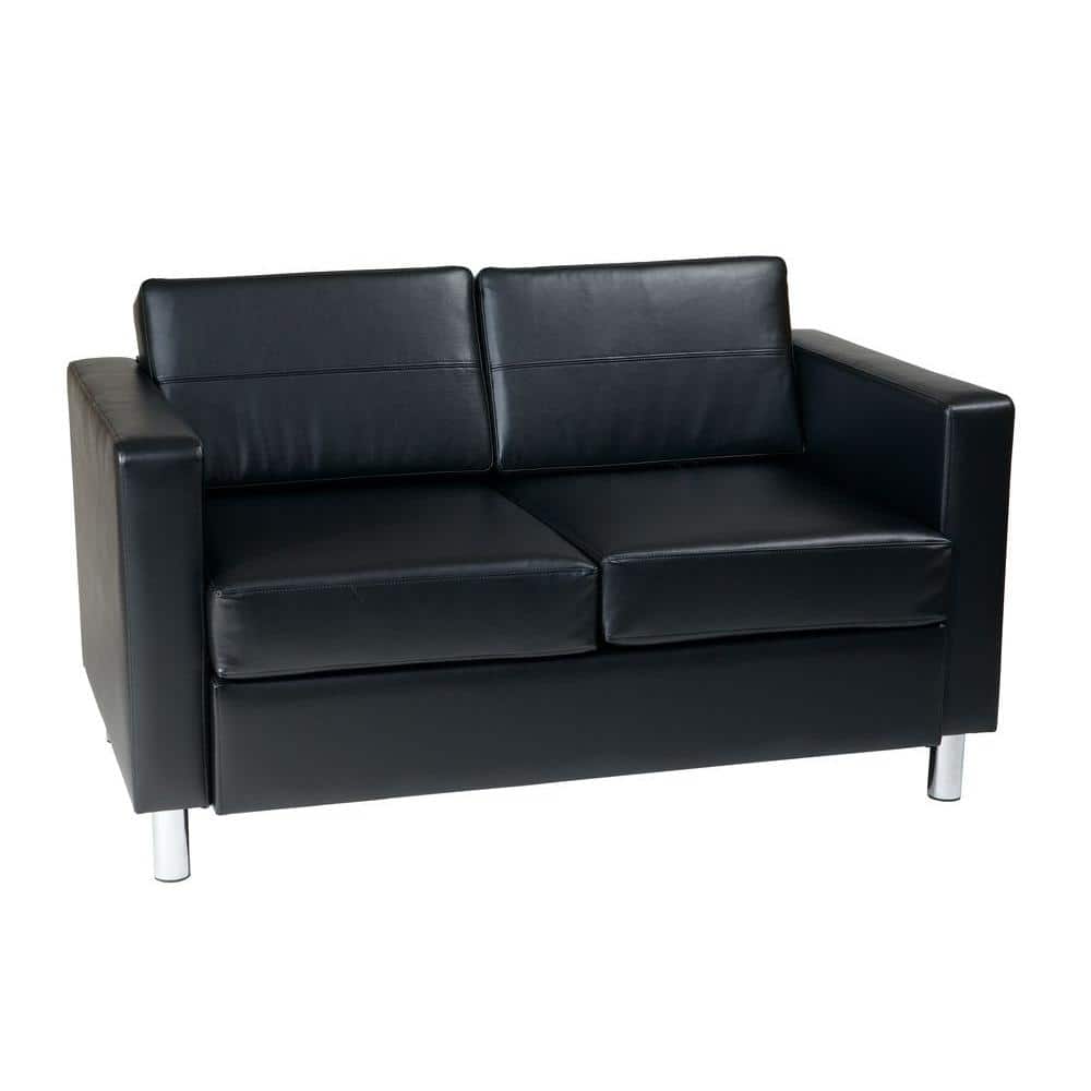 OSP Home Furnishings Pacific Black Vinyl Loveseat PAC52-V18 - The Home ...