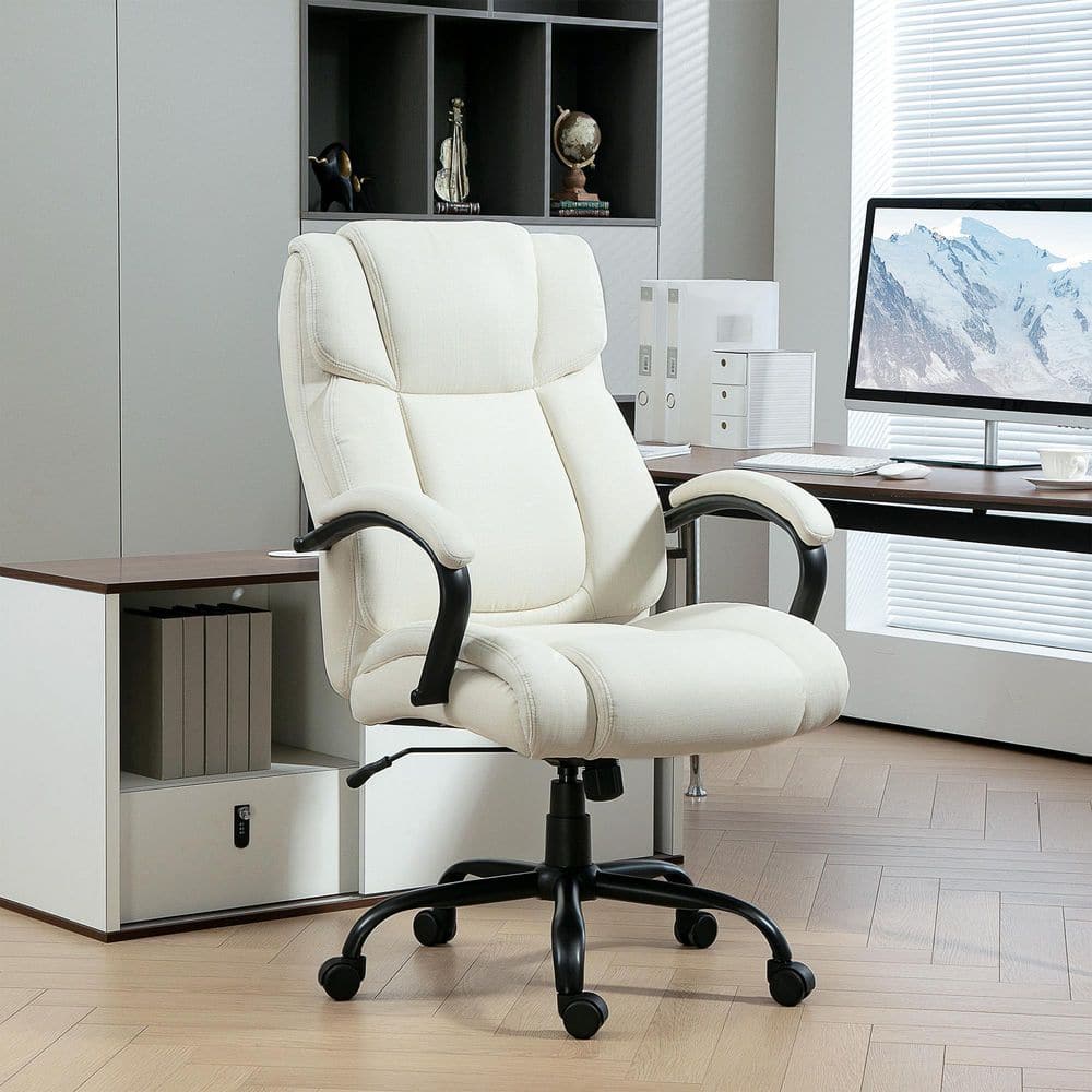 HOMCOM Polyester High Back, Height Adjustable Executive Office Chair in ...