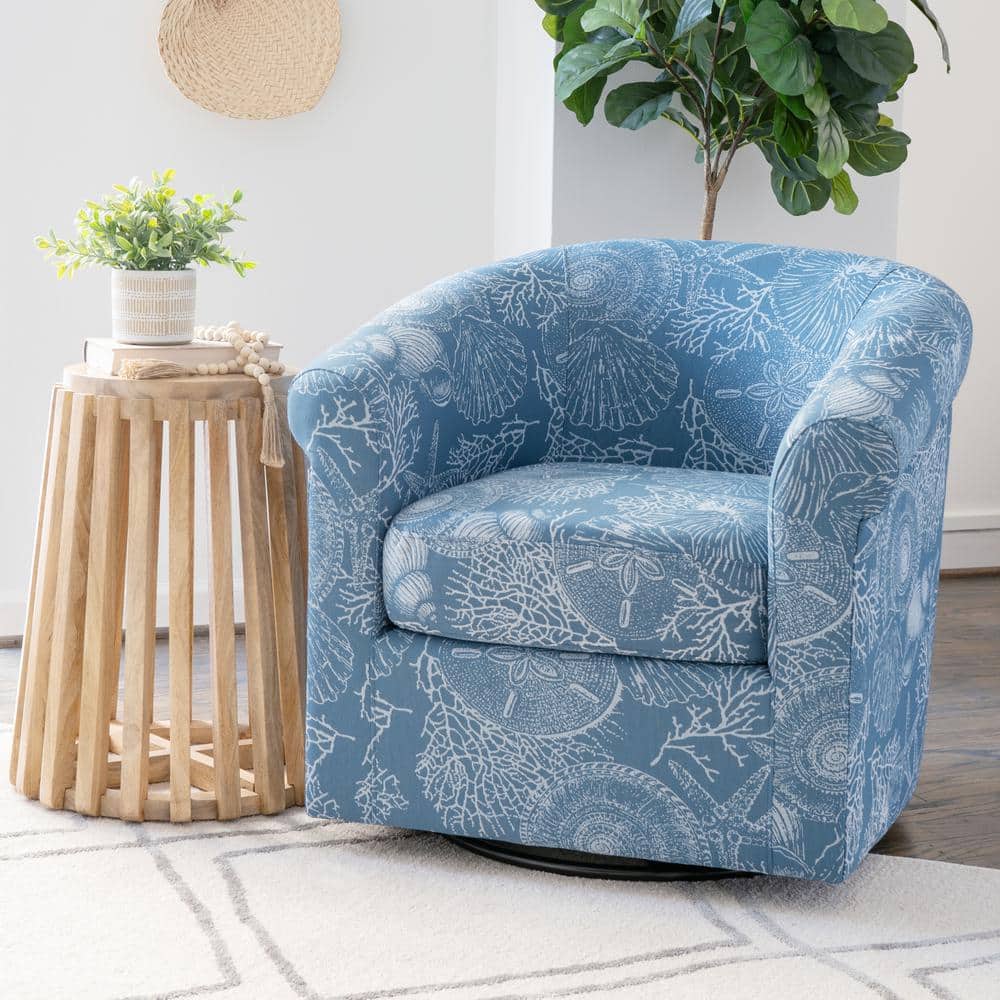 Powell Company Lonnie Seashell Denim Blue Polyester Club Chair with ...