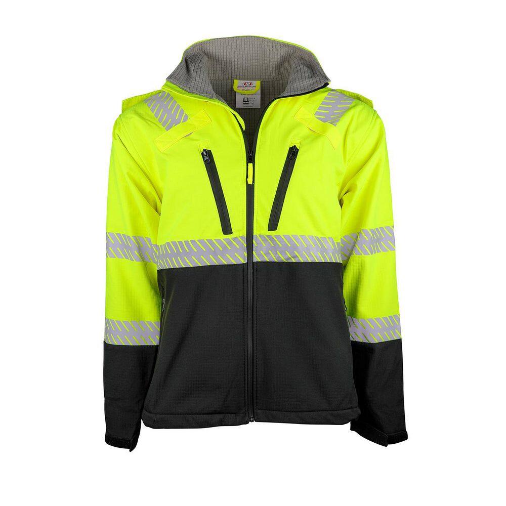 PIP Men's Large ANSI Type R Class-3 Ripstop Softshell Hi Vis Yellow and ...