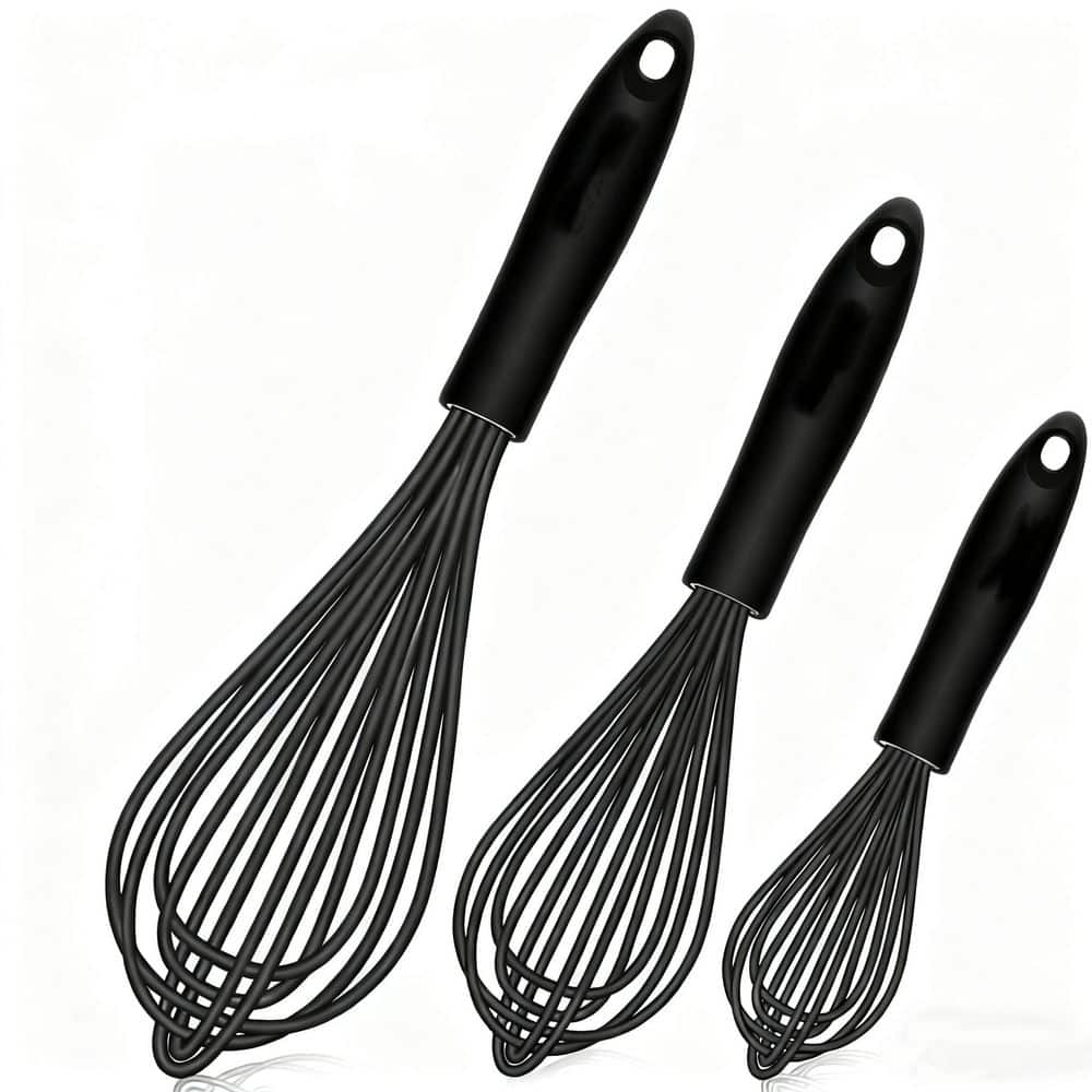 Wudkey Silicone Non-Scratch Coated Whisks set of 3, Heat Resistant ...