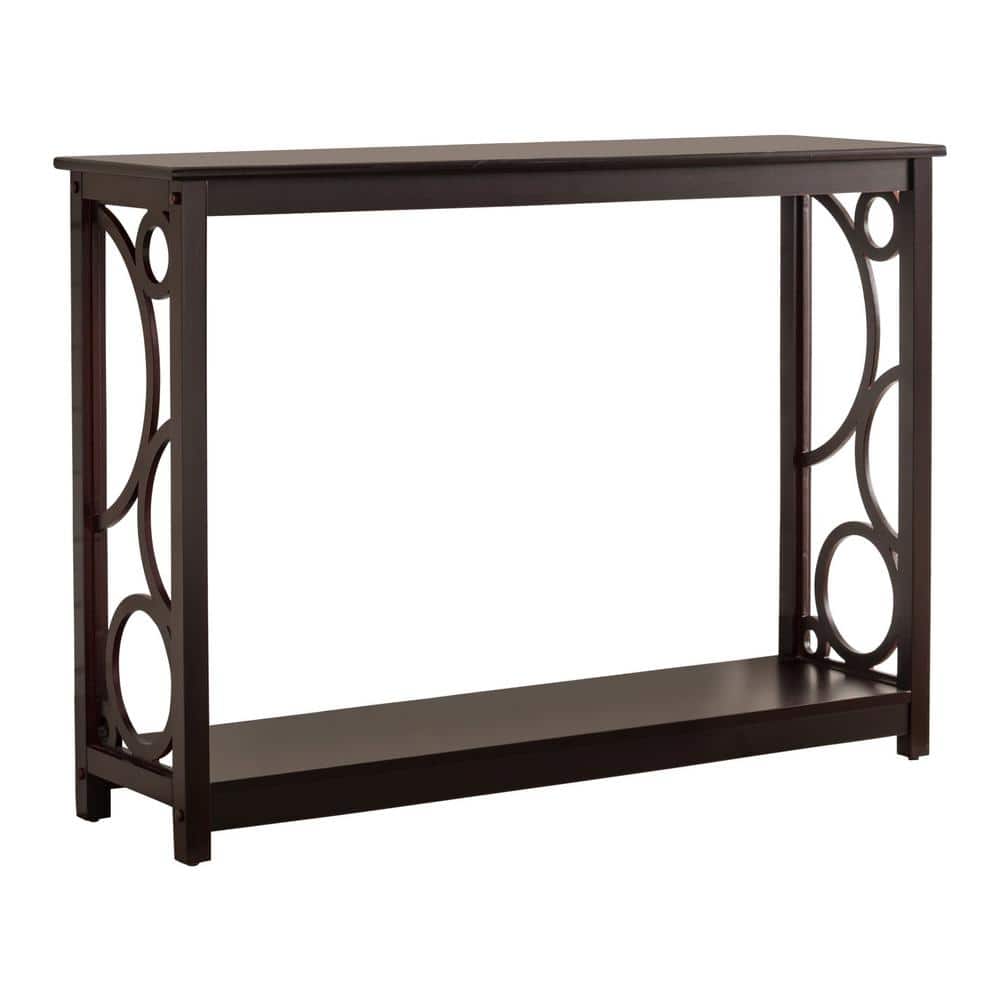 InRoom Designs 42 in. Cherry Standard Rectangle Wood Console Table with ...