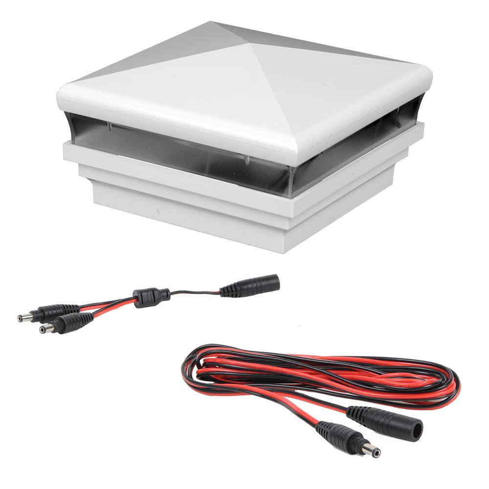 Weatherables Neptune 5 in. x 5 in. White Vinyl LED Lighted Post Cap ...