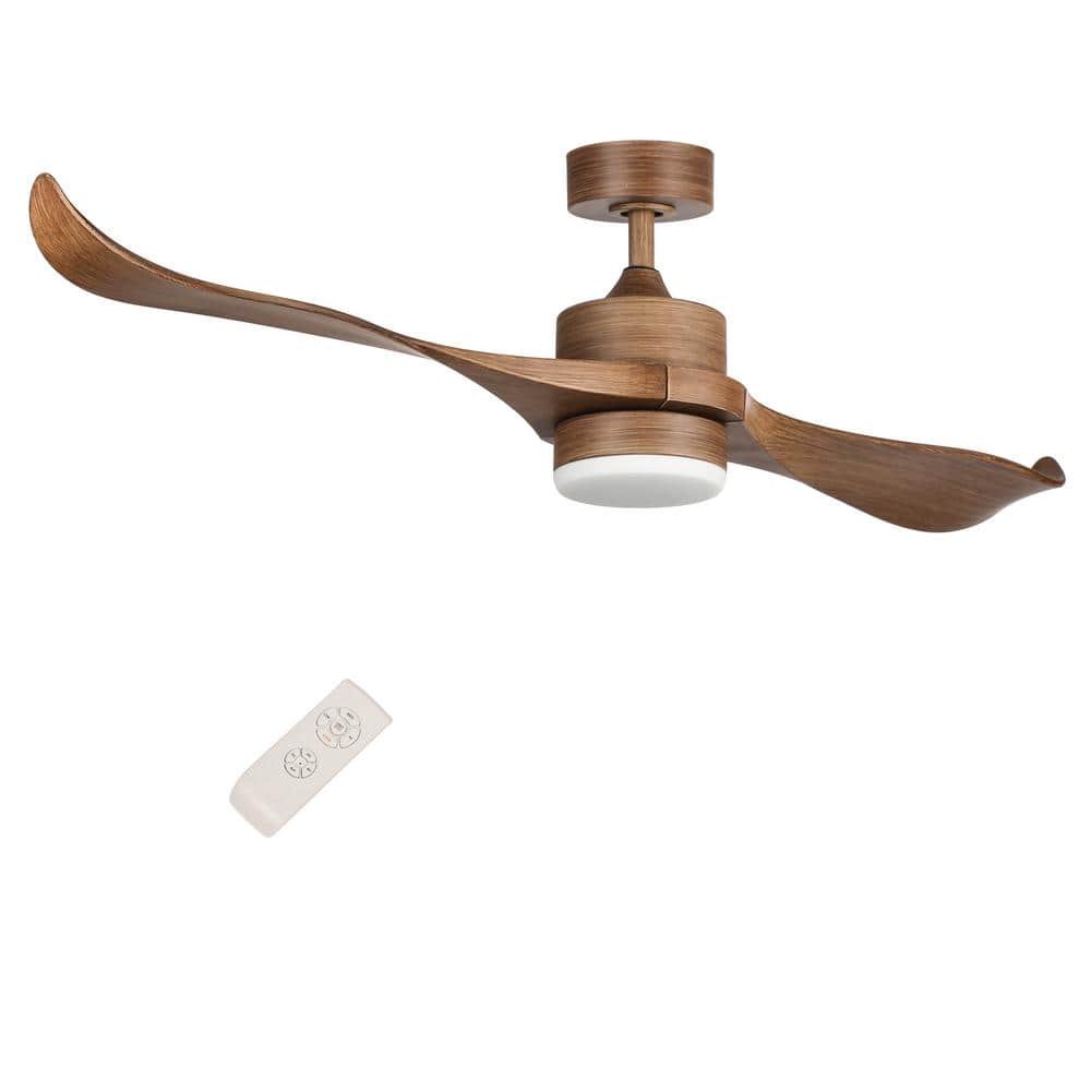 Merra 52 in. LED Natural Walnut Ceiling Fan with Light Kit and Remote ...