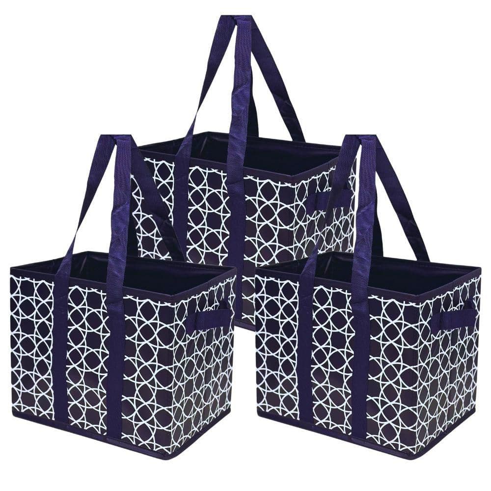 DURASACK 6 gal. Collapsible Storage Totes, Navy Geo 3-pack CB-GEOMETRIC ...