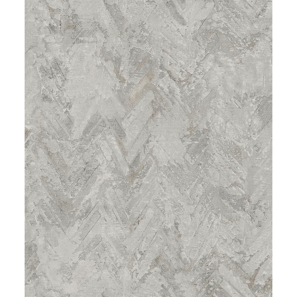 A-Street Prints Amesemi Grey Distressed Herringbone Metallic Non-Woven ...
