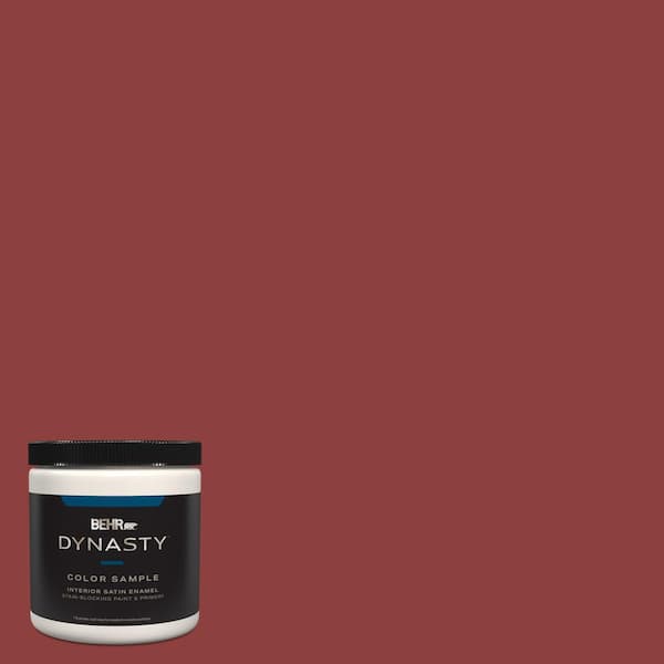 BEHR DYNASTY 8 oz. #BXC-27 Carriage Red Satin Enamel Stain-Blocking ...