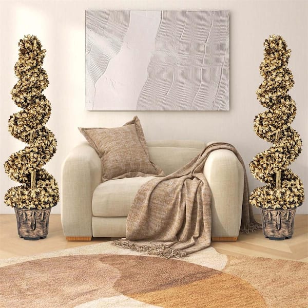 HONEY JOY 4 ft. Artificial Topiary Spiral Tree with Vintage Plastic ...