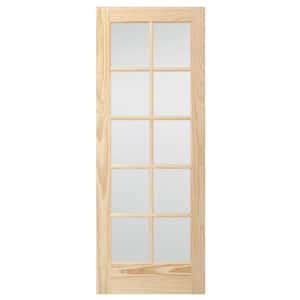 Steves & Sons 24 in. x 80 in. 10-Lite Glass Solid Core Unfinished Pine ...