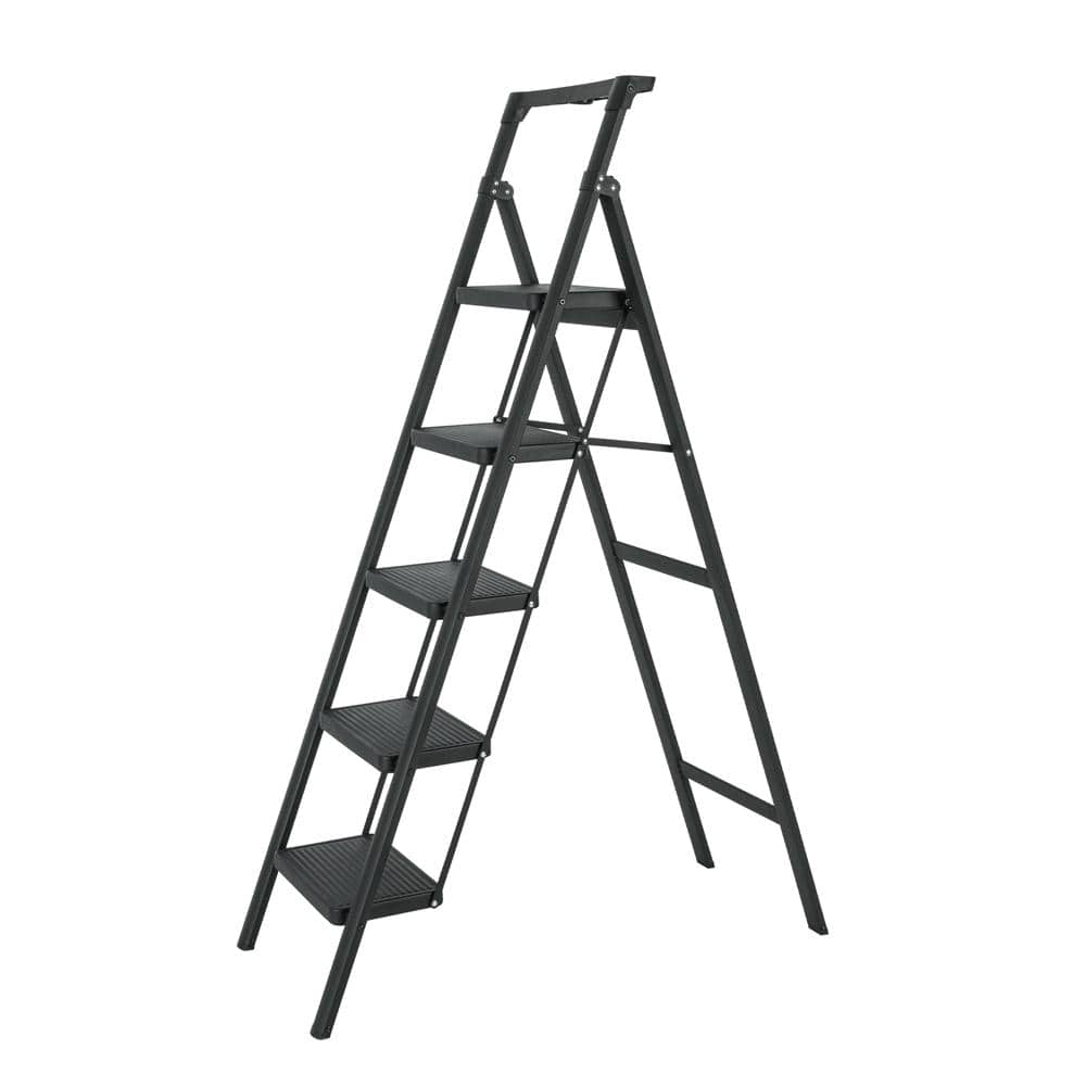 Kahomvis 5-Step Metal Step Stool (10 ft. Reach Height), 330 lbs. Load ...