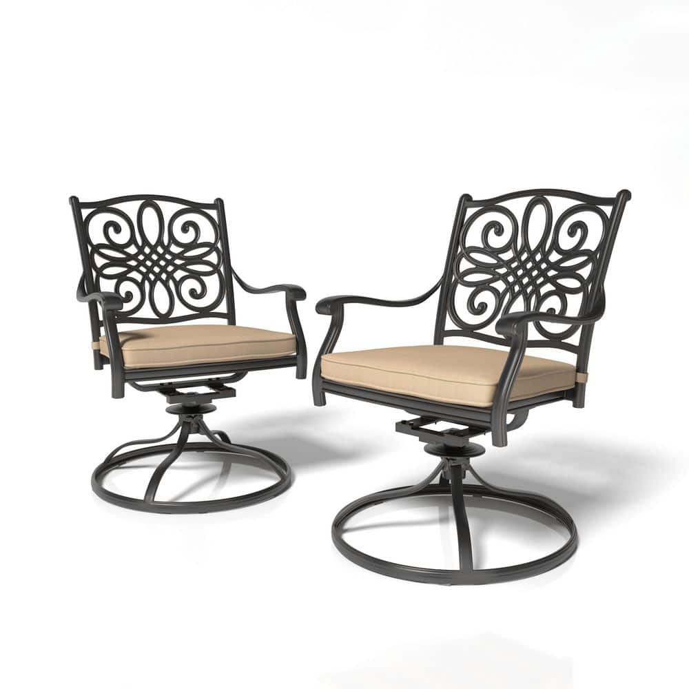 Mondawe Regal Haven Cast Aluminum Outdoor Swivel Dining Chairs with ...