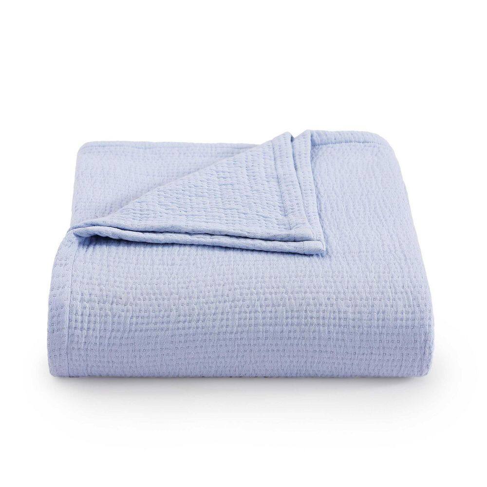 Tommy Hilfiger TH Solid Mist Blue Cotton Twin Blanket USHSEE1321700 ...