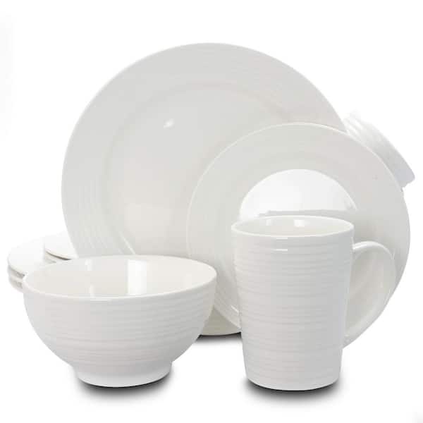 Gibson Home Amelia Court 16 Piece Ceramic Dinnerware Set in White ...