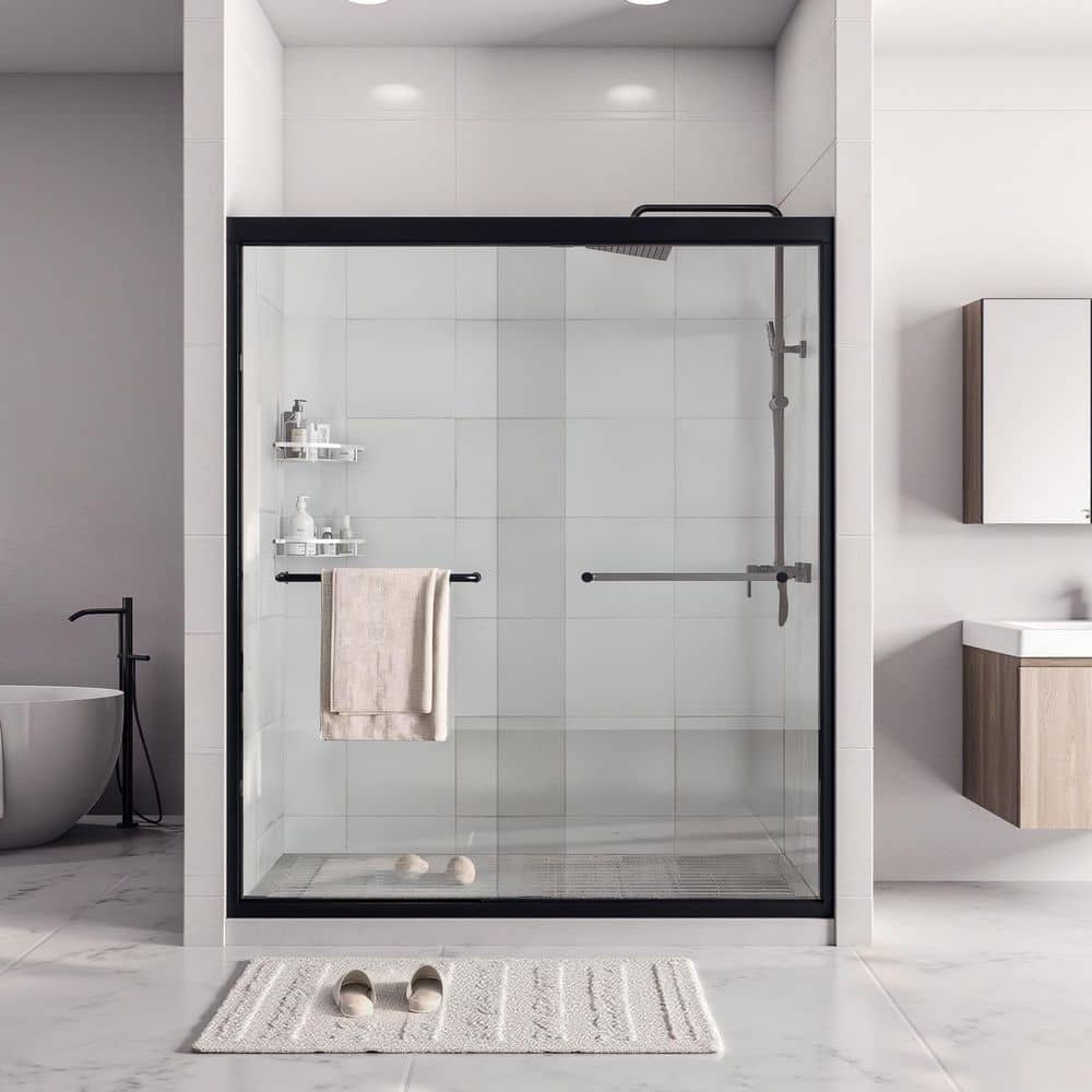 56 60 in. W x 72 in. H Framed Sliding Shower Door, 1/4 in. inch SGCC ...
