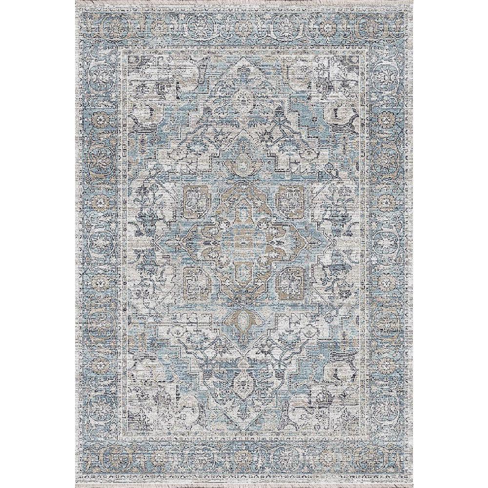 Dynamic Rugs Jazz Beige/Taupe/Blue 2 ft. X 7 ft. 5 in. Oriental Indoor ...