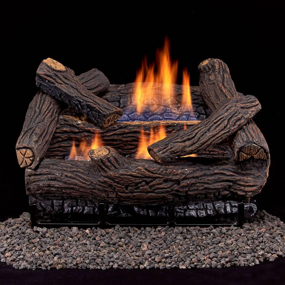 Duluth Forge 18 in. Stacked Red Oak Vent Free Indoor Propane Gas Log ...