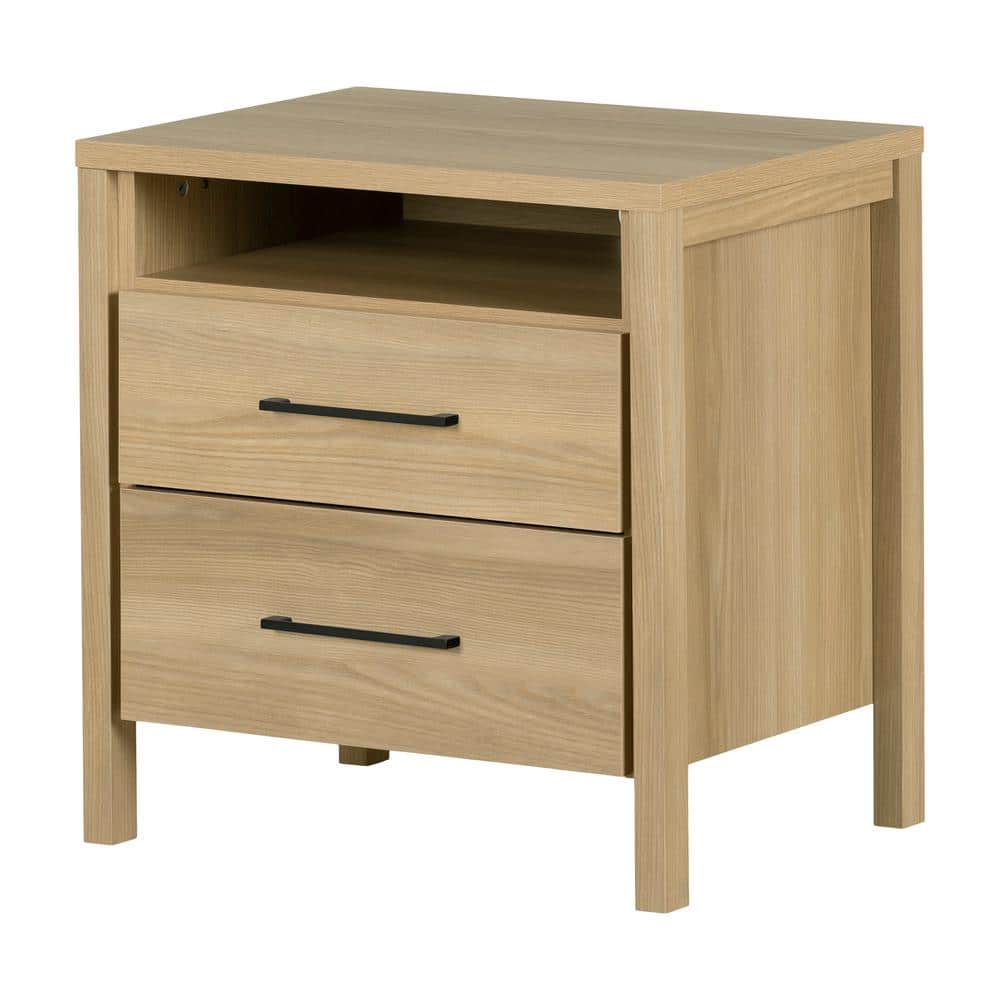 South Shore Gravity 2-Drawer Nightstand, Natural Ash 15639 - The Home Depot