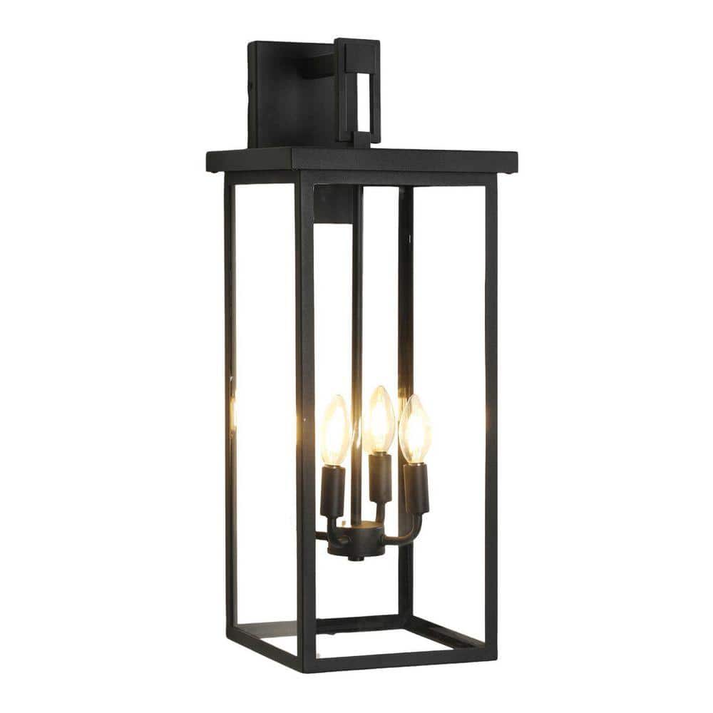 26 in. Outdoor Wall Lantern, E12 Candelabra Sconce, Exterior Wall Light ...