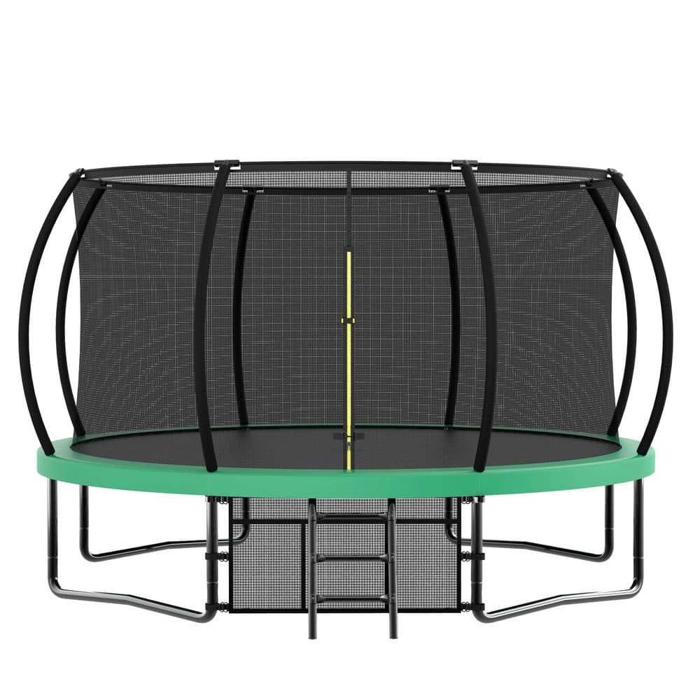 Sudzendf Green 12 ft. Outdoor Trampoline for Kids and Adults with ...