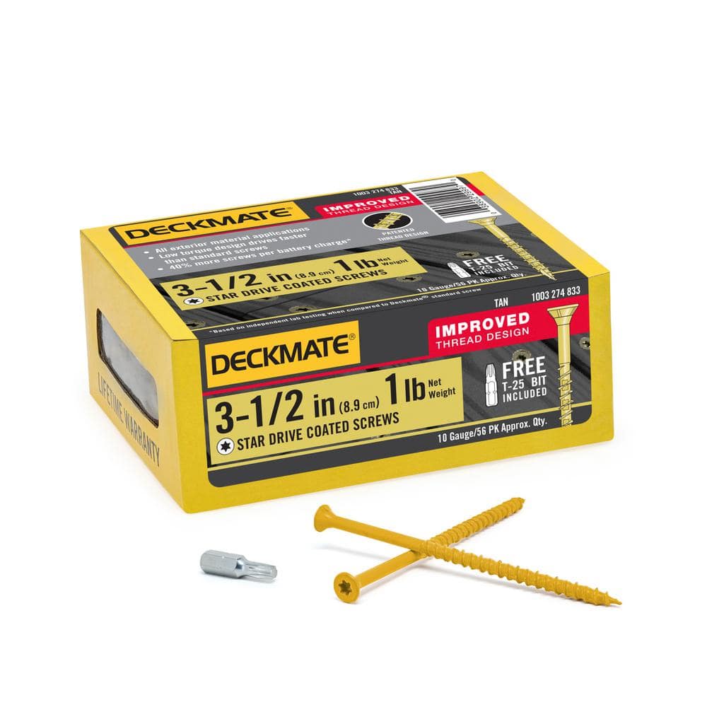 DECKMATE #10 x 3-1/2 in. Tan Star-Flat Head Wood Deck Screw (1 lb. / 56 ...