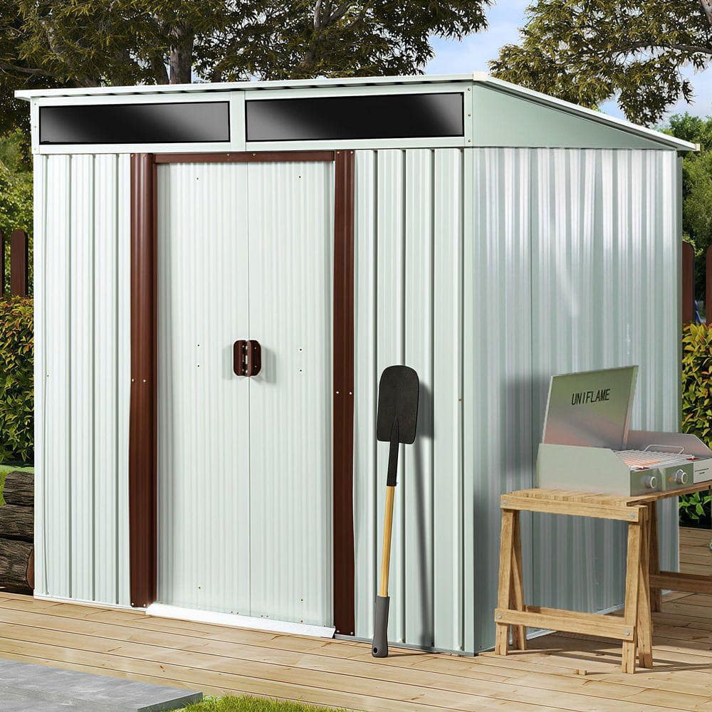ToolCat 6 ft. W x 5 ft. D Metal Storage Shed with Window and Metal ...