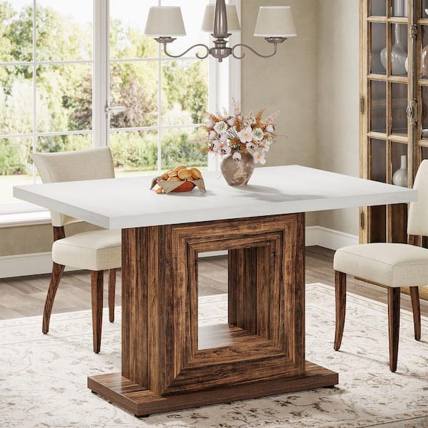 Brown and white farmhouse table store
