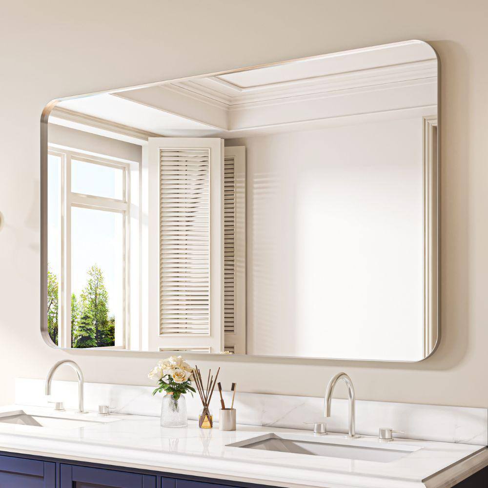 waterpar 60 in. W x 36 in. H Rectangular Aluminum Framed Wall Bathroom ...