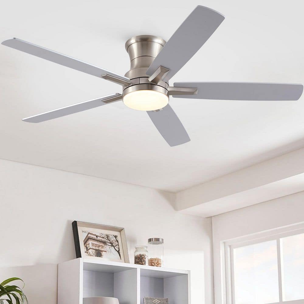 Sevenine Kaleido 52 in. Indoor Brushed Nickel Flush Mount Standard ...