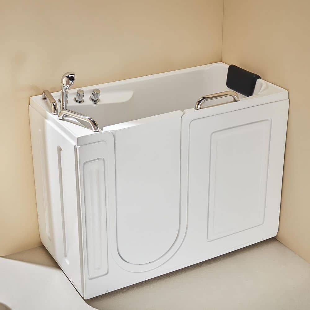 HOROW 52.5 in. x 26.5 in. Left Drain Quick Fill Walk-in Soaking Bathtub ...