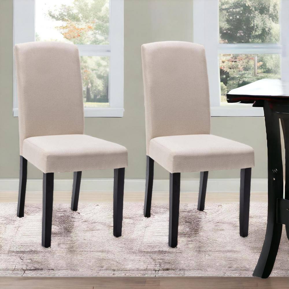 HomeRoots Beige And Black Upholstered Polyester Parsons Chair (Set Of 2 ...