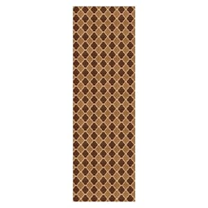 PLAYA RUG Heavy Duty Checkered Beige and Brown 31 in. W x 25 ft. L ...