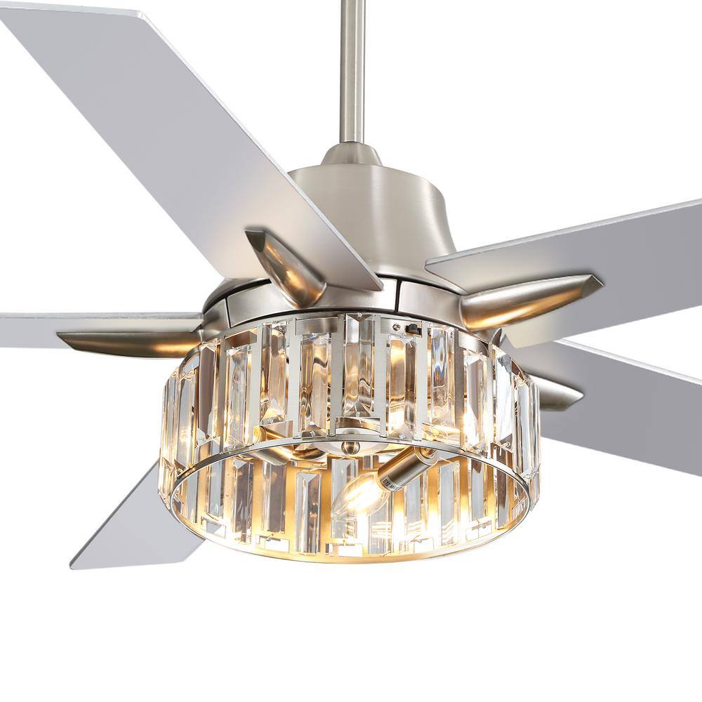 Breezary Highbury 52 in. Indoor Brushed Nickel Ceiling Fans with-Light ...