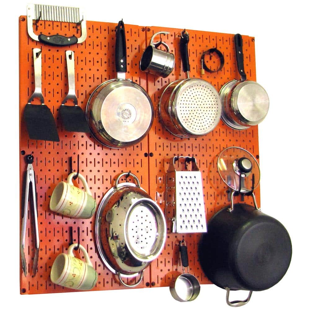 Wall Control Kitchen Pegboard 32 in. x 32 in. Metal Peg Board Pantry ...