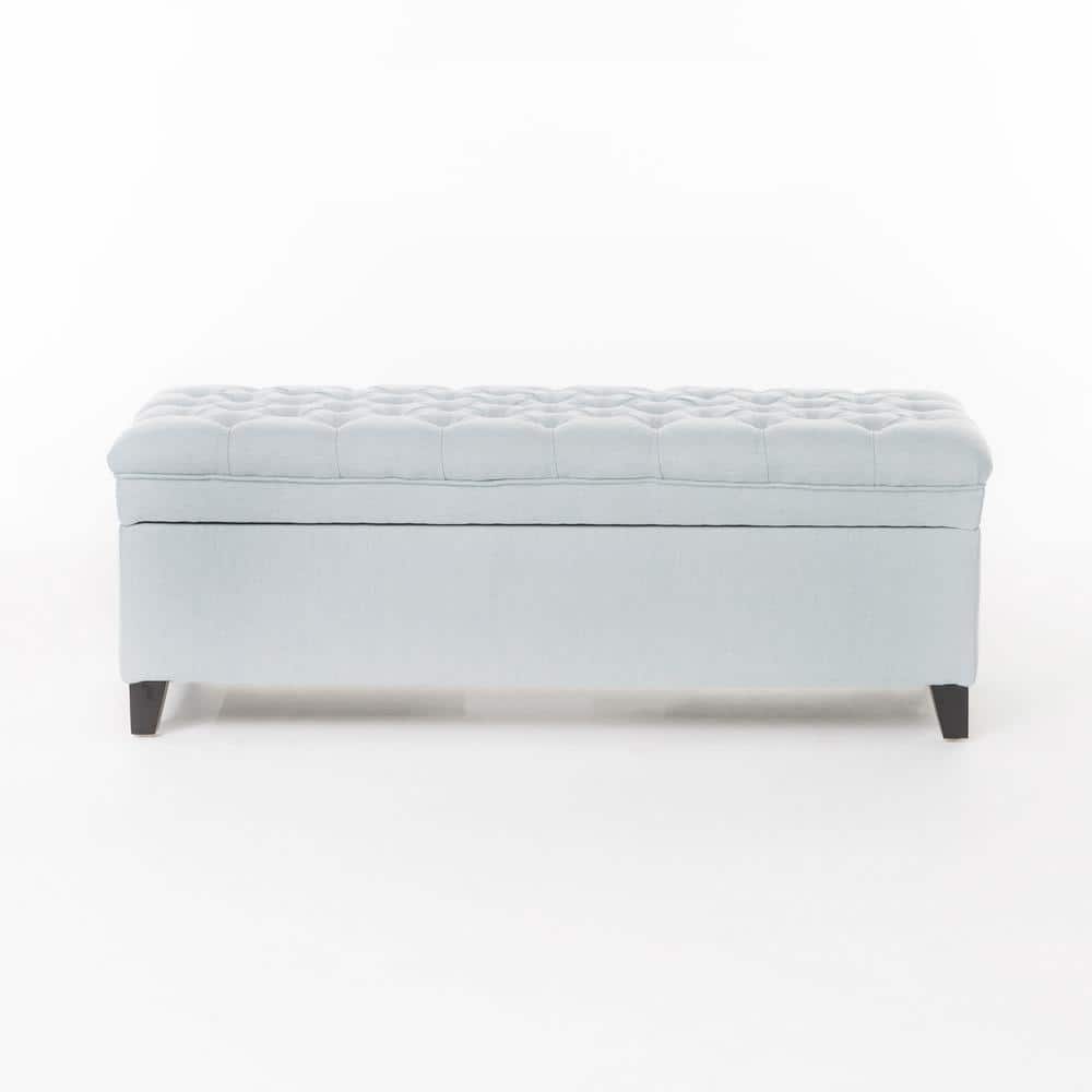 Noble House Juliana Light Sky Blue Fabric Storage Bench 10319 - The ...