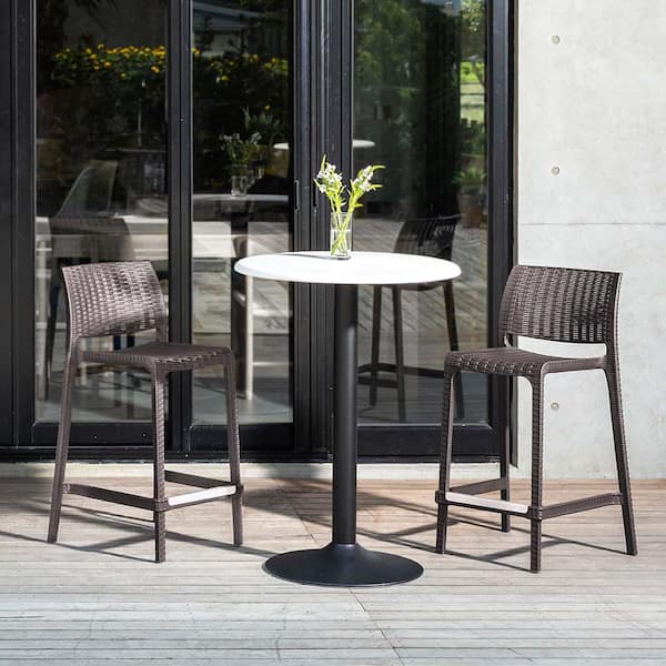 Lagoon Rue Brown Stackable Resin Outdoor Bar Stool Counter Height 2 Pack 7036N3 CSLGS The Home Depot