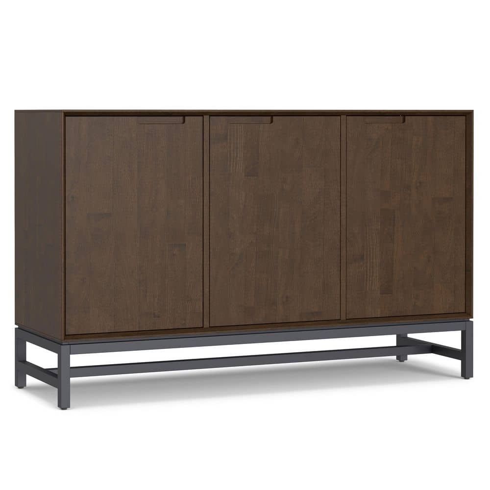 Simpli Home Banting Solid Hardwood and Metal 58 in. Rectangle Modern ...
