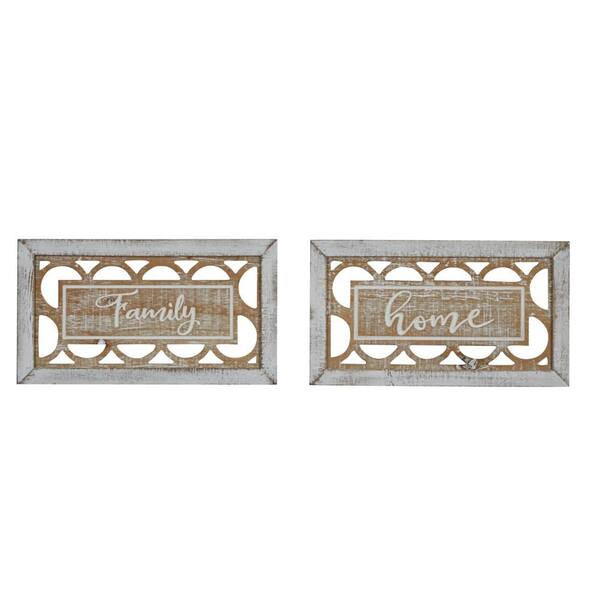 Litton Lane Farmhouse Wood White Wall Decor (Set of 2) 61464 - The Home ...