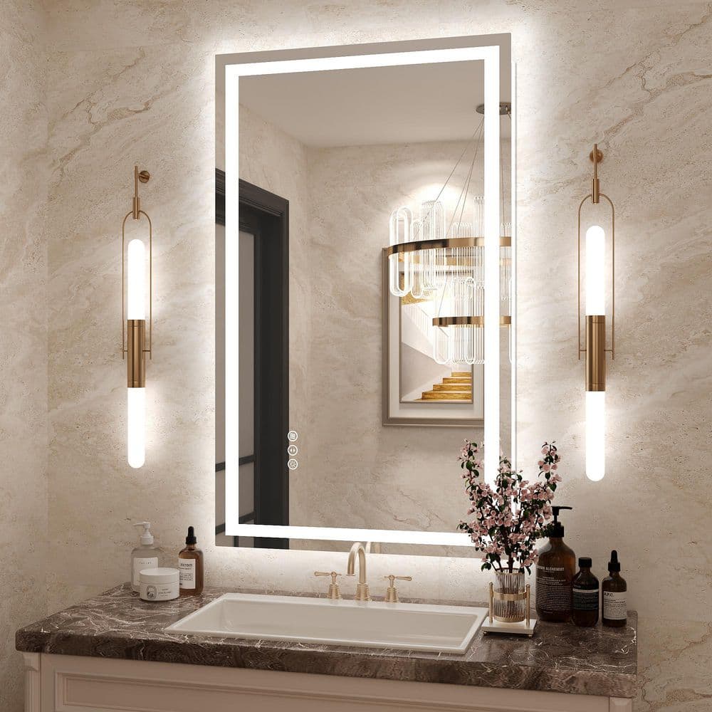 KIOTEE 40 in. W x 24 in. H Rectangular Frameless Front & Back Lighted ...