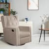 MAYKOOSH Mocha Microfiber Swivel Glider Recliner Rocker, Nursery Glider ...