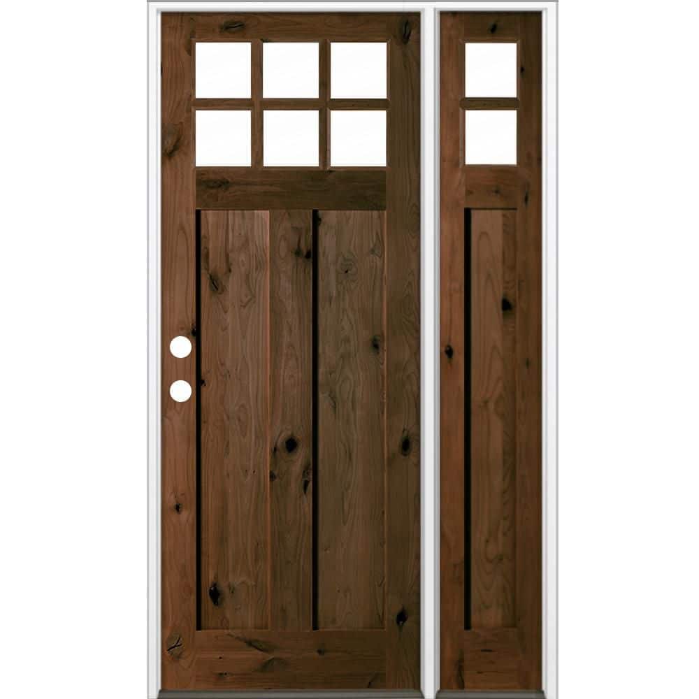 Krosswood Doors 50 in. x 96 in. Knotty Alder Right-Hand/Inswing 6 Lite Clear Glass Espresso ...