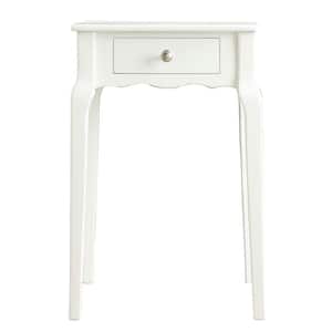 HomCom 15.5 in. White Rectangular Wooden End Table with Storage Drawer ...